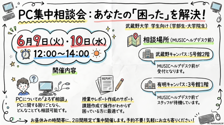 6/9・10:PC集中相談会のお知らせ | MUSICヘルプデスク